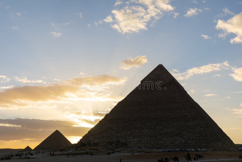 The Sun Going Down Behind the Pyramid of Menkaure Stock Photo - Image ...