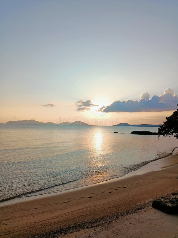 The Sun is Going Down in the Evening Stock Photo - Image of sand ...