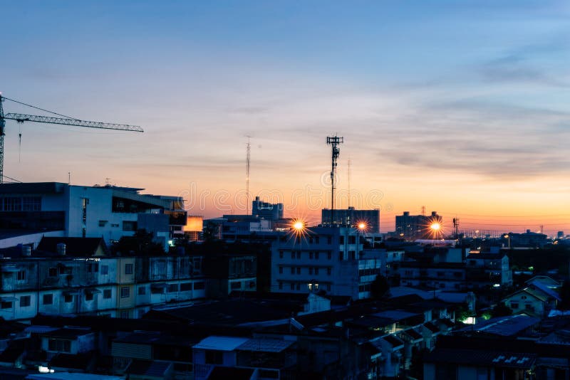 The Sun is Going Up in Major Cities. Stock Photo - Image of outdoors ...