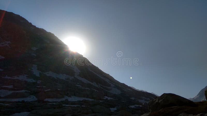 Sun Going Up from Snow Blanket Stock Image - Image of himachal, blanket ...