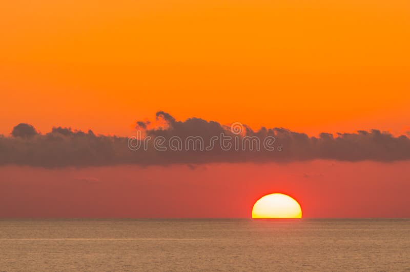 Sun Half Visible on the Horizon Stock Image - Image of beauty, dawn ...