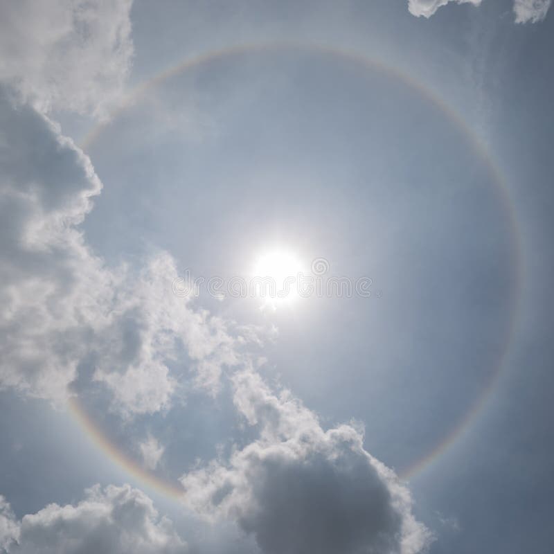The Sun Halo Optical Phenomena with Cloudy Sky in Background, Stock ...