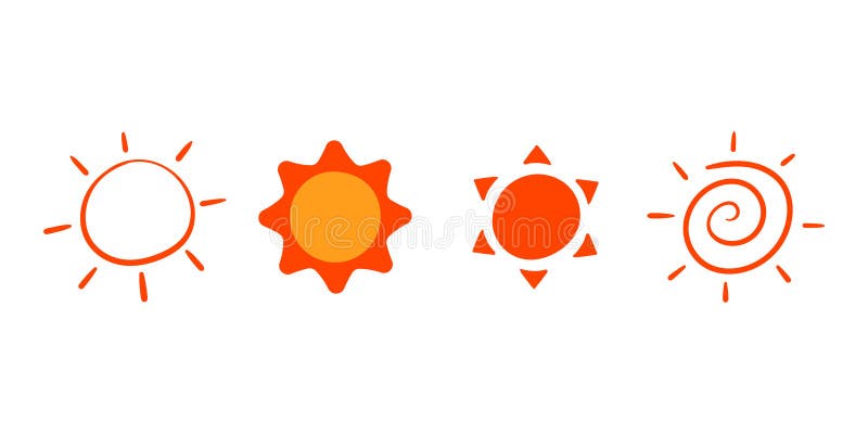 Sun Hand Drawn Art Vector Icons. Sun Drawing Illustration Stock Vector ...