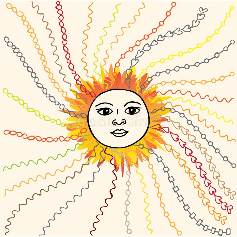 Sun Hand Drawn Sketched Illustration. Stock Vector - Illustration of ...