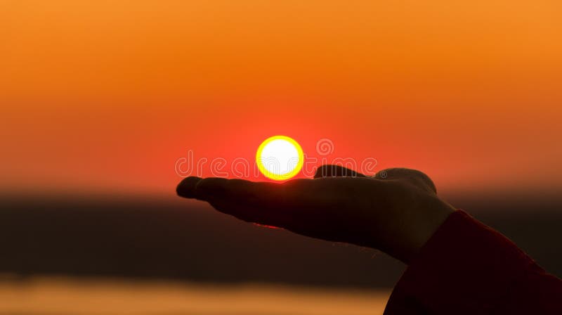 Sun in hand stock photo. Image of imagination, night - 63254788