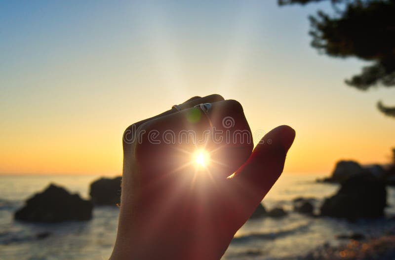 Sun in hand stock photo. Image of hand, nature, sunshine - 296442252
