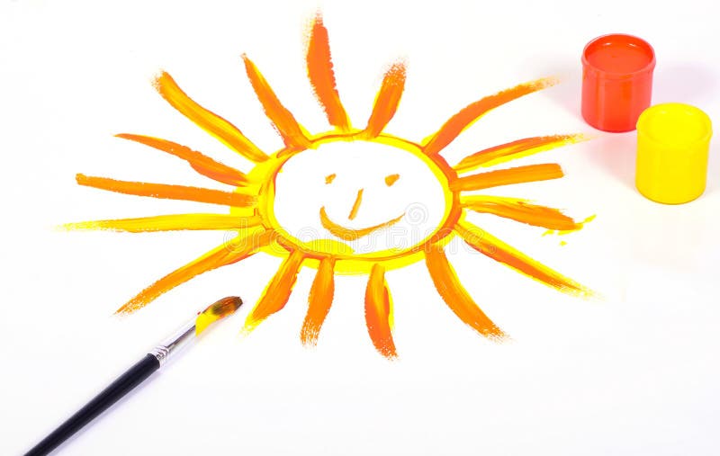 Sun hand painted stock image. Image of yellow, color - 21663847