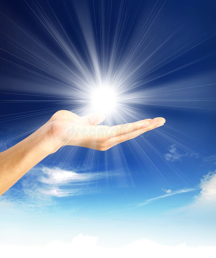 Sun in the hands stock image. Image of hand, environment - 17657485
