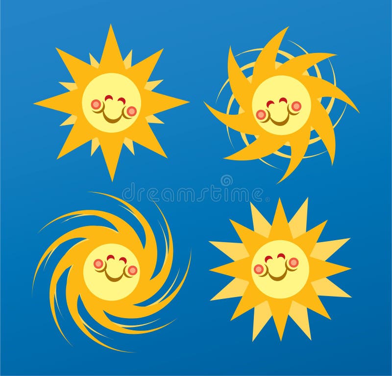 Cartoon sun smiley set stock vector. Illustration of hesitate - 6121960