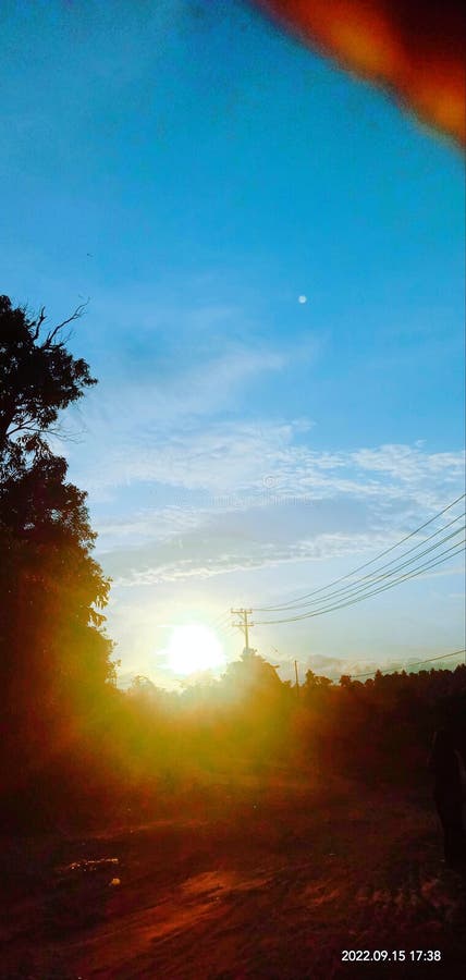 The sun has set stock image. Image of hill - 266809063