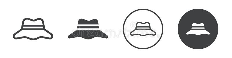 Sun Hat Icon Vector Logo Outline Stock Vector - Illustration of ribbon ...