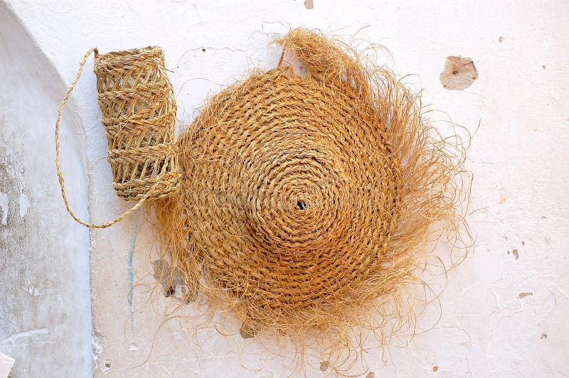Sun hat made of straw stock photo. Image of headgear - 98072002