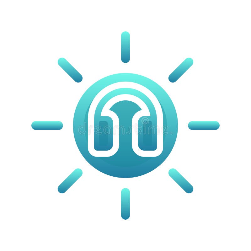 Sun Headphone Logo Gradient Design Template Icon Element Stock Vector ...