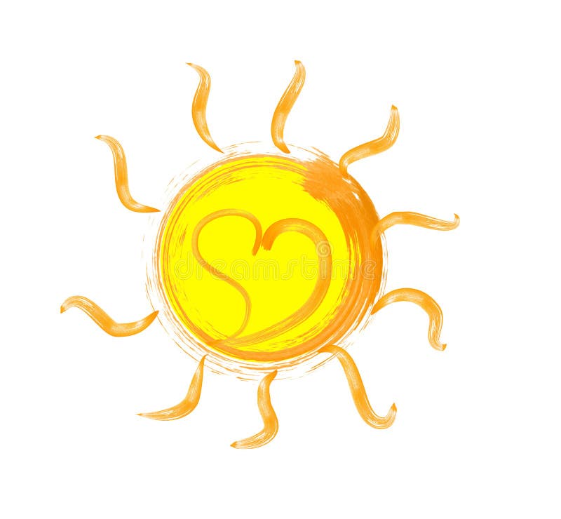Sun with Heart Isolated Background - 3d Rendering Stock Illustration ...