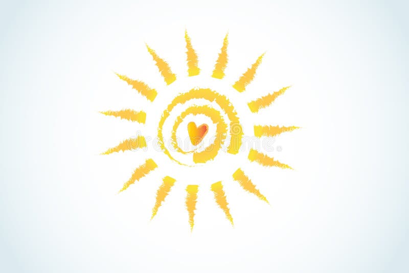 Sun with Heart logo vector stock vector. Illustration of line - 203399104