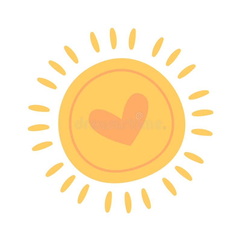 Sun with heart stock vector. Illustration of silhouette - 272741020