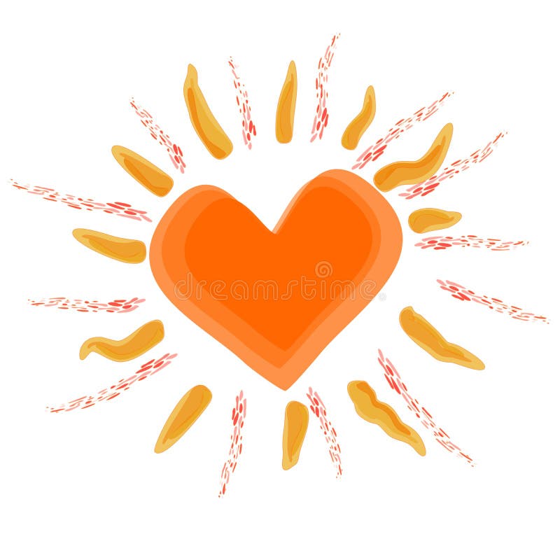 Sun with heart, vector stock vector. Illustration of solar - 38183014