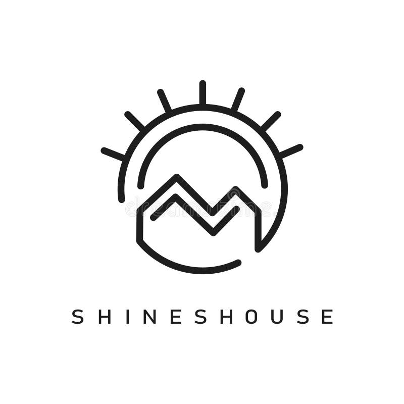 Sun and House Icon Vector Illustration Concept Design Template Stock ...