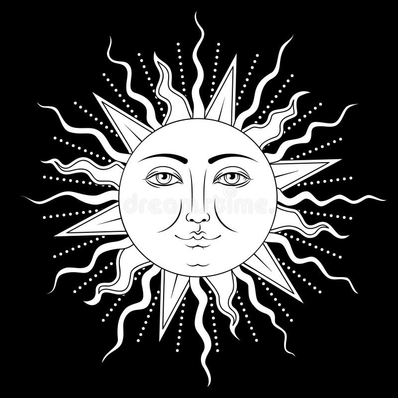 Sun with Human Face Symbol. Vector Illustration. Stock Vector ...