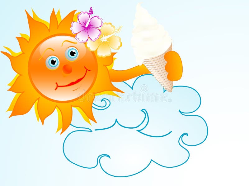 Sun with ice cream stock vector. Illustration of background - 13243775