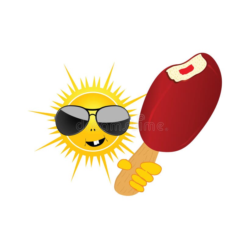 Sun with Ice Cream Art Vector Illustration Stock Vector - Illustration ...