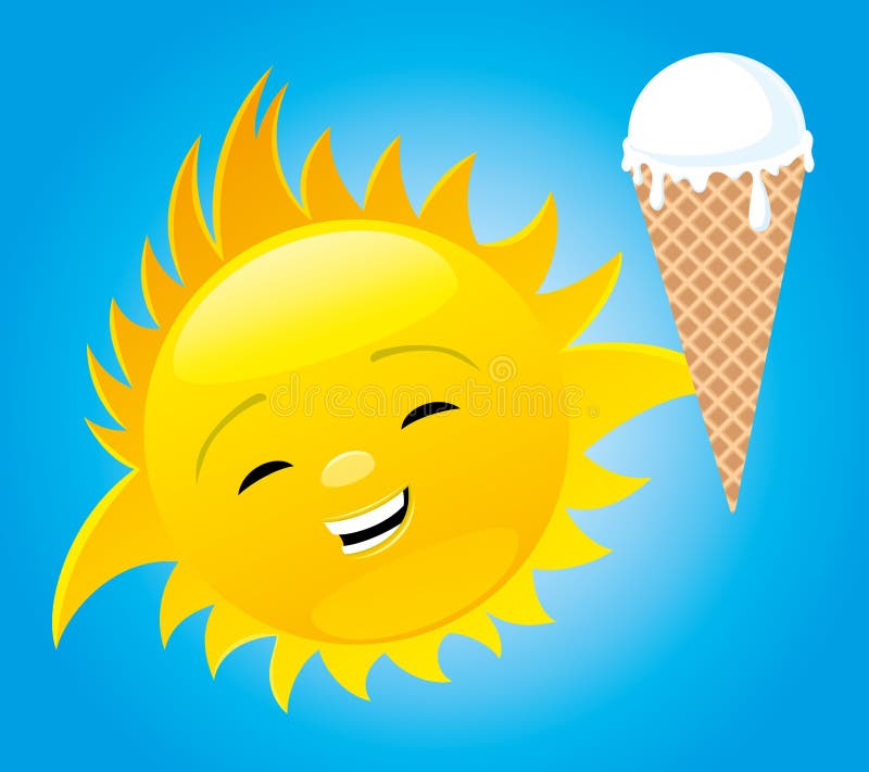 Sun with ice cream. stock vector. Illustration of icon - 93411675