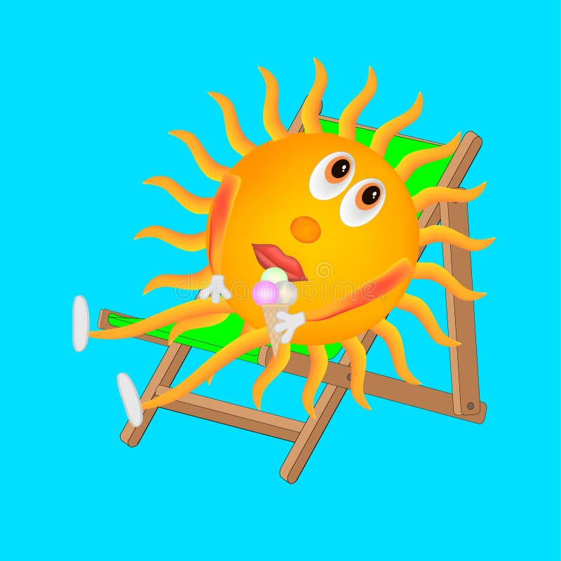Sun and ice cream stock vector. Illustration of season - 56132400