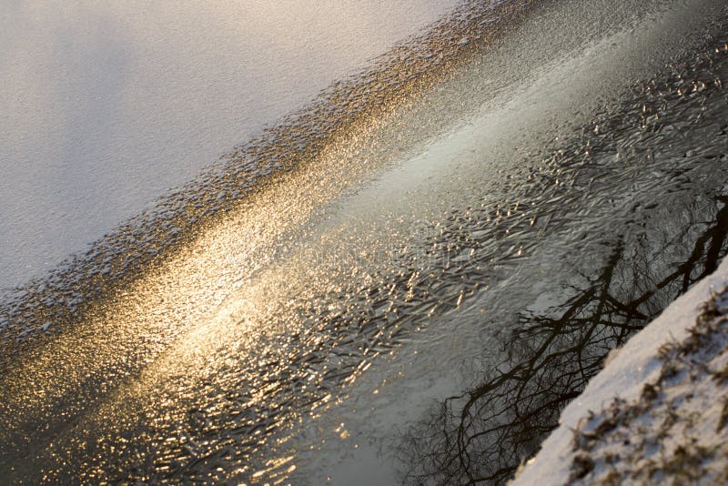 Sun, Ice, Snow and Water. Winter Landscape. Stock Image - Image of ...