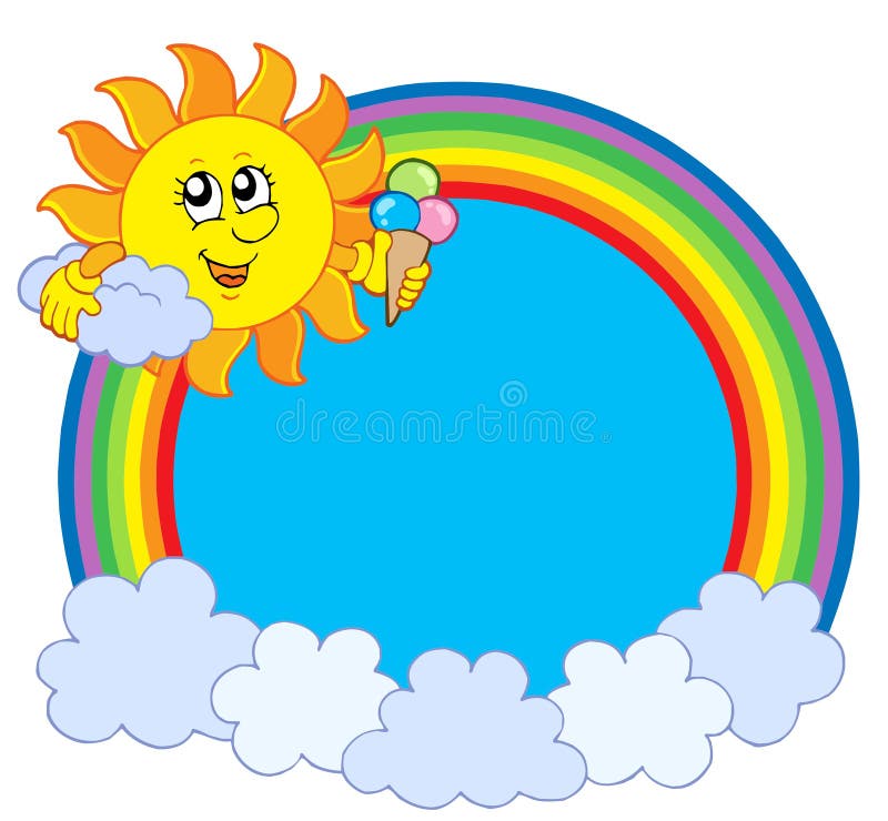 Sun with Icecream in Rainbow Circle Stock Vector - Illustration of ...