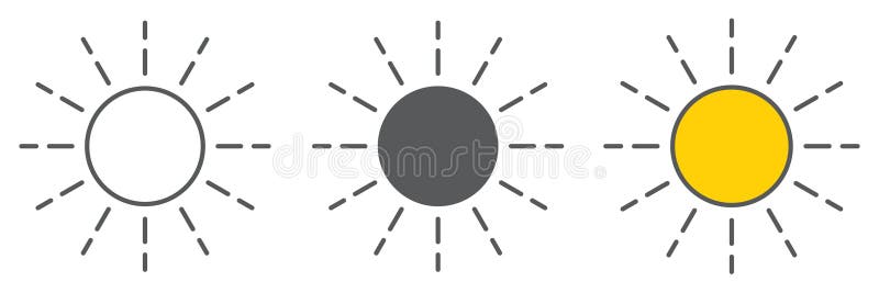Sun Icon Collection, Summer and Warm, Sunshine Vector Icon Set, Vector ...
