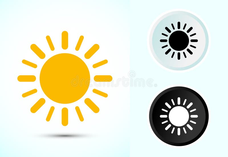 Sun Icon Design Illustration, Sunlight Sign Logo or Weather Icon Stock ...