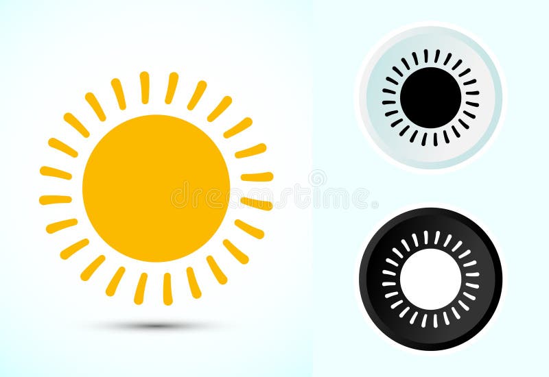 Sun Icon Design Illustration, Sunlight Sign Logo or Weather Icon Stock ...
