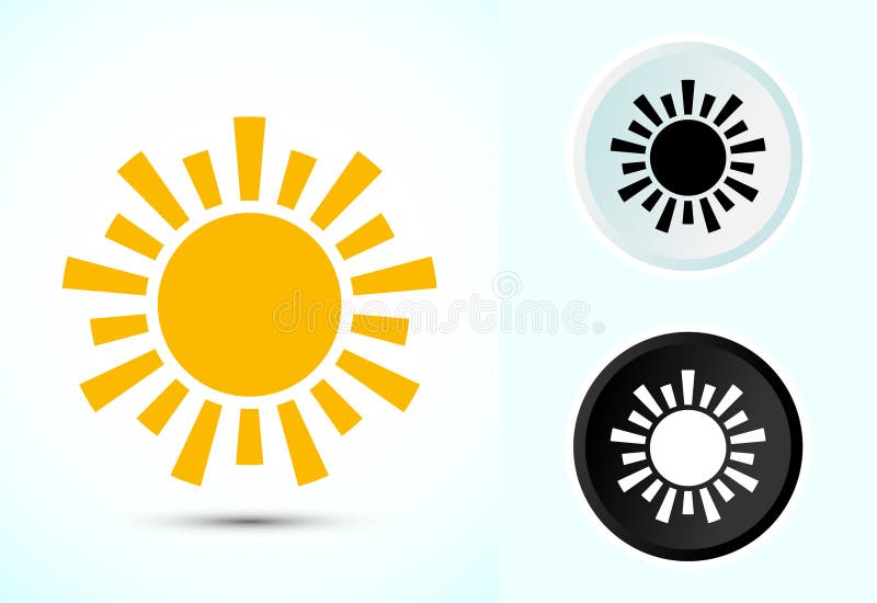 Sun Icon Design Illustration, Sunlight Sign Logo or Weather Icon Stock ...