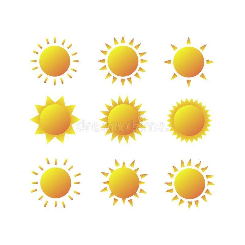 Sun Icon Design Set Modern Style Vector Illustration Stock Illustration ...