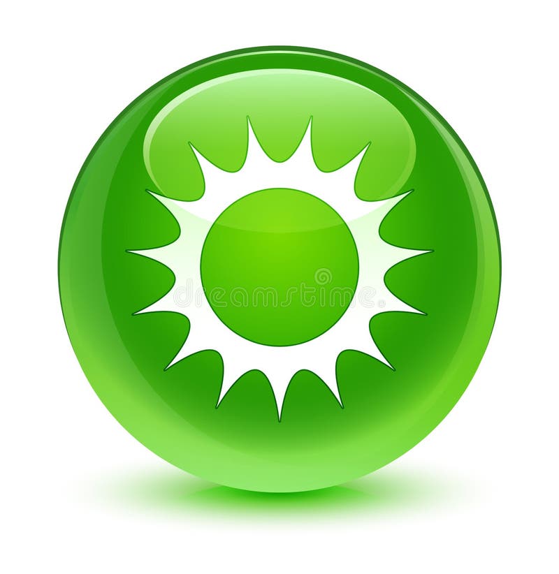 Sun Icon Glassy Green Round Button Stock Illustration - Illustration of ...