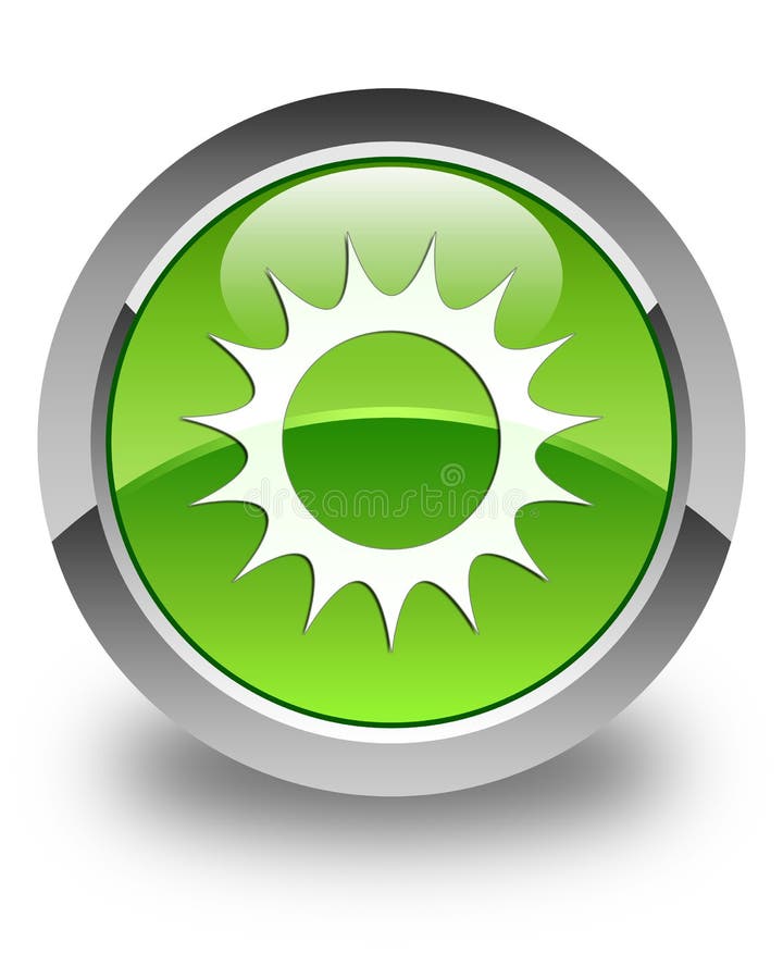 Sun Icon Glossy Green Round Button Stock Illustration - Illustration of ...