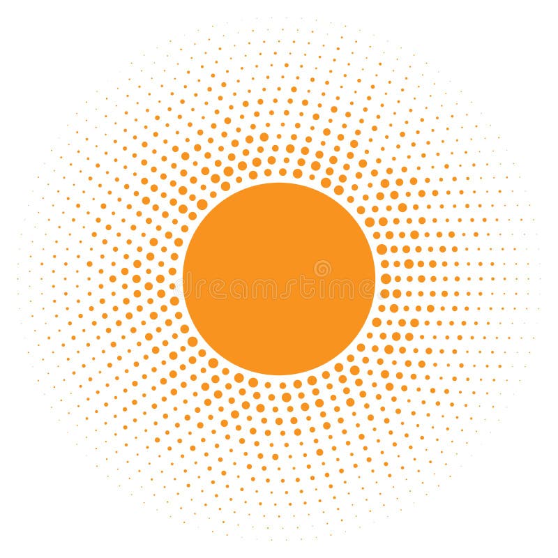 Sun Icon. Halftone Orange Circle with Random Circles Texture Logo ...