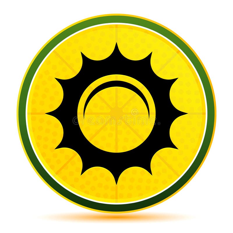 Sun Icon Lemon Lime Yellow Round Button Illustration Stock Illustration ...