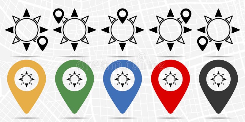Sun Icon in Location Set. Simple Glyph, Flat Illustration Element of ...