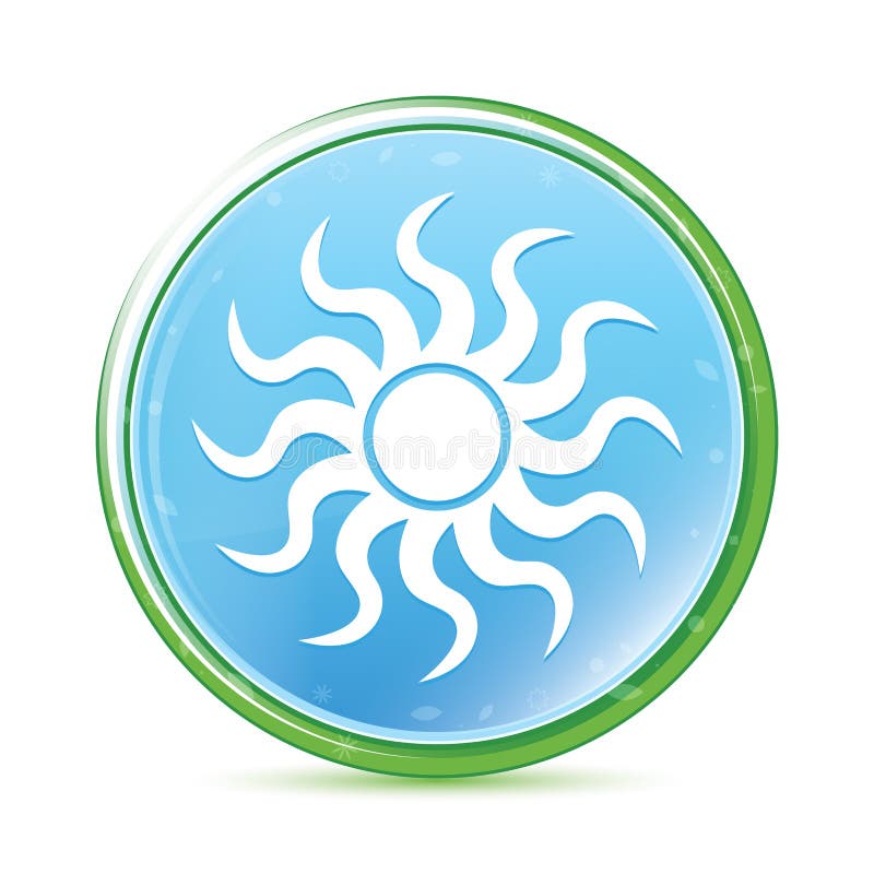 Sun Icon Natural Aqua Cyan Blue Round Button Stock Illustration ...