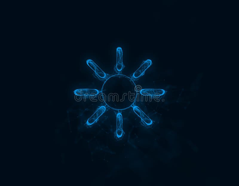 Sun Icon with Plexus Effect. Connected Lines with Dots. Illustration ...