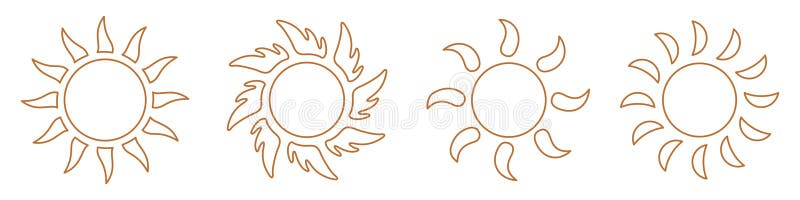 Sun Icon Set, Boho Sun, Solar Isolated Icon, Bohemian Moon with Rays ...