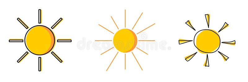 Sun Icon Set. Simple Drawing, Vector Icon in Flat Style Sun Image Stock ...