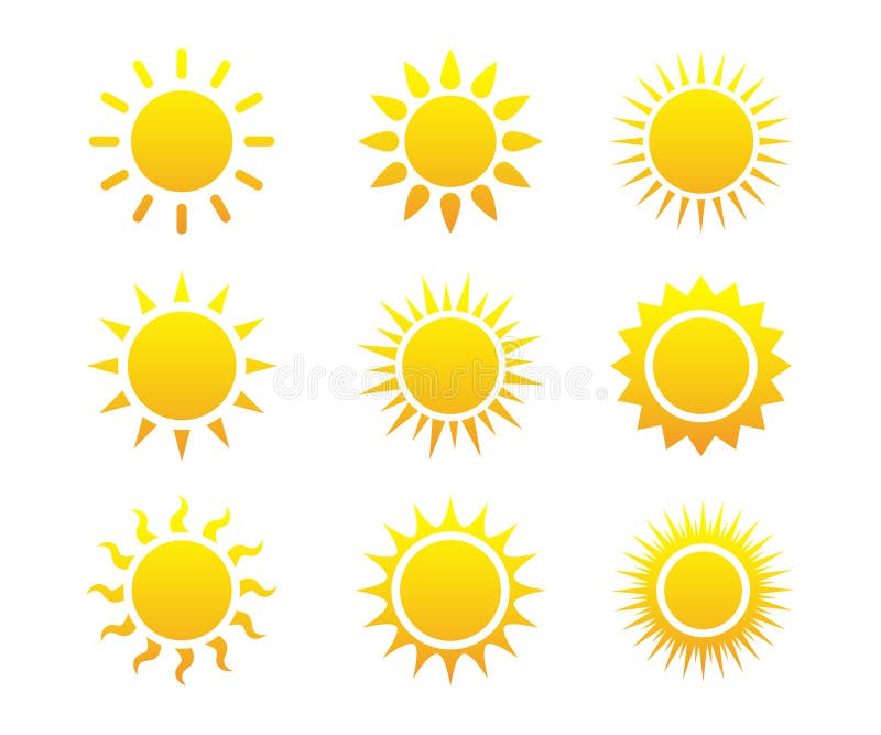 Sun Icon Set. Sun Symbol Collection Stock Vector - Illustration of dawn ...