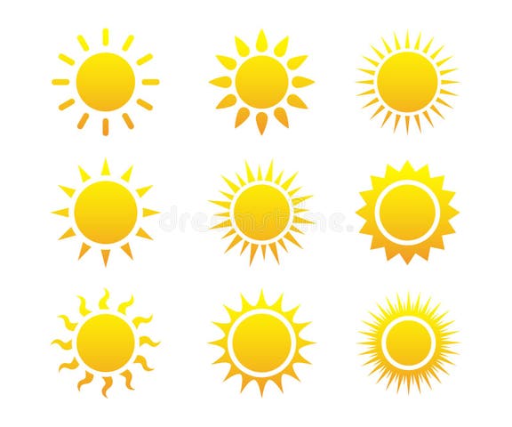 Sun Icon Set. Sun Symbol Collection Stock Vector - Illustration of dawn ...