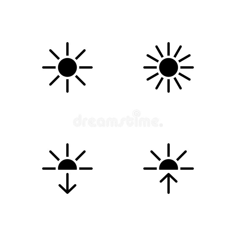 Sun Icon Set. Sunrise and Sunset Icon. Sun Icons. 4 Icons. Stock ...