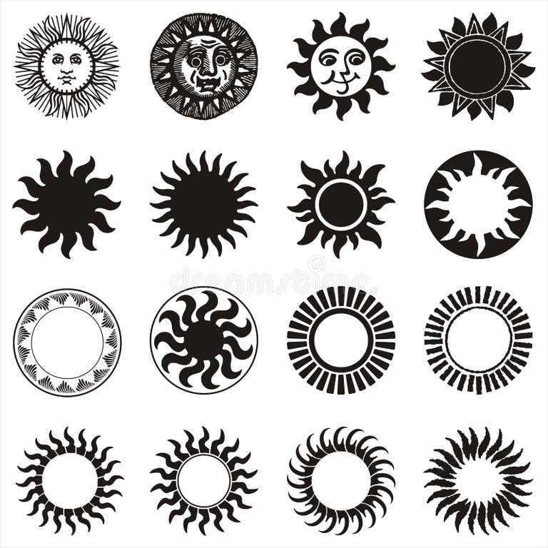 Sun icon set stock vector. Illustration of retro, ancient - 35640203