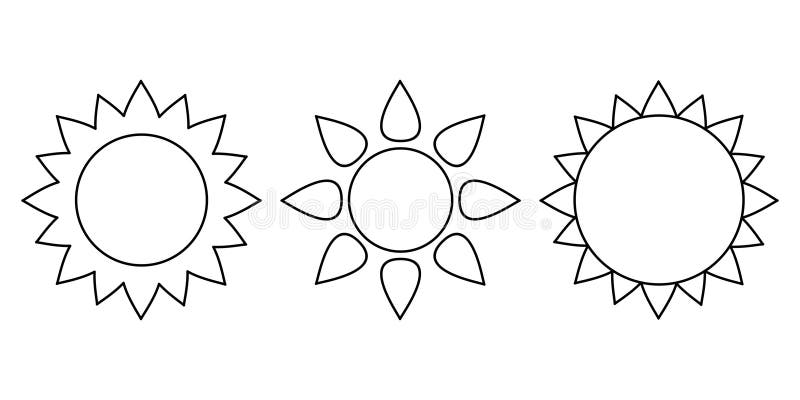 Sun Icon Set, Vector Simple Sun Icons. Stock Vector - Illustration of ...