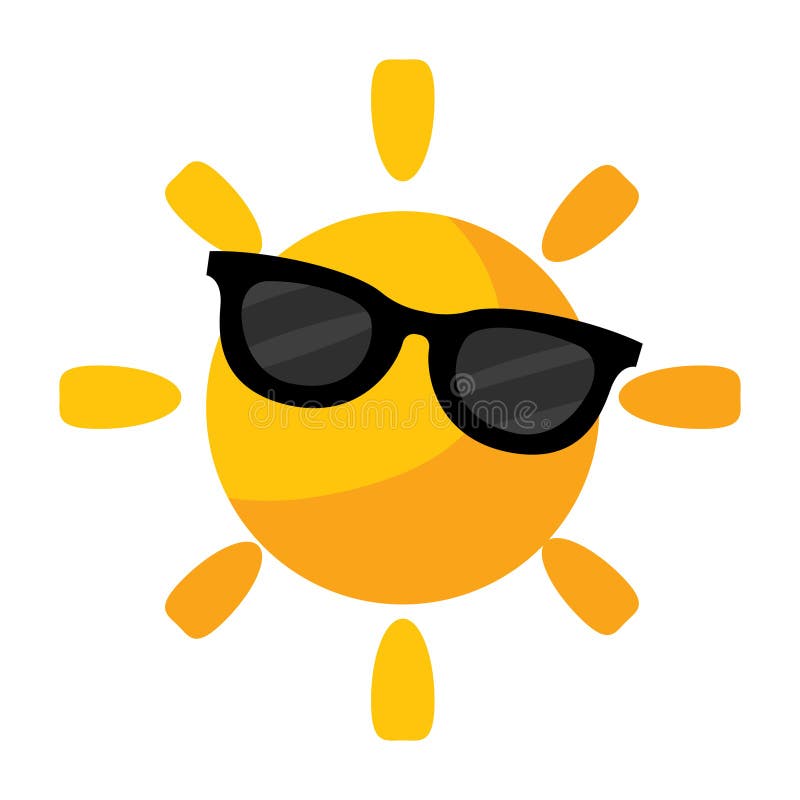 Sun Icon with Sunglasses. Vector Stock Vector - Illustration of ...