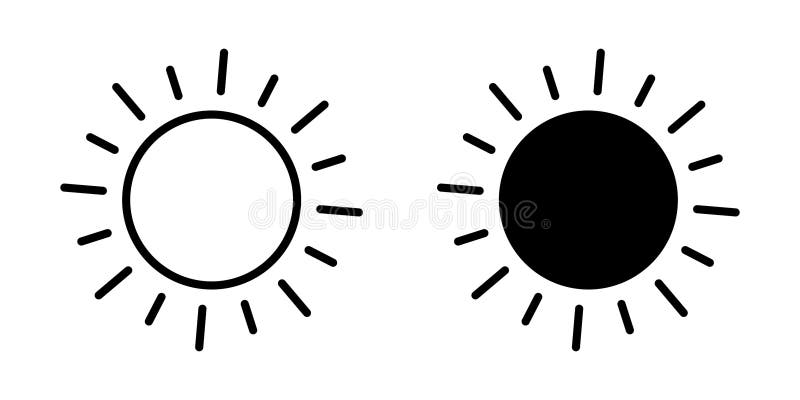 Sun Icon, Sun Symbol Isolated on White. Stock Vector - Illustration of ...